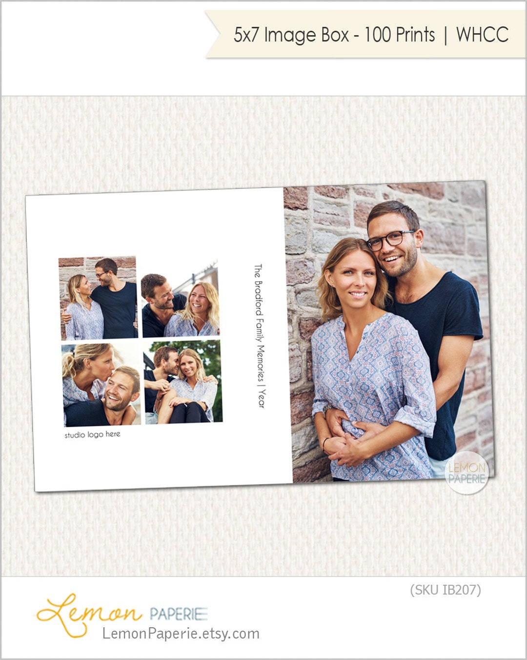 5x7 Vertical Image Box Template for 100 Prints, WHCC, Editable File ...