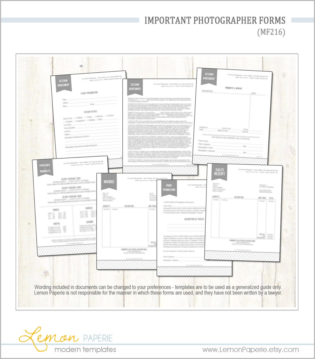 Photographer Forms Templates, PSD Photoshop Templates (MF216) Invoice ...