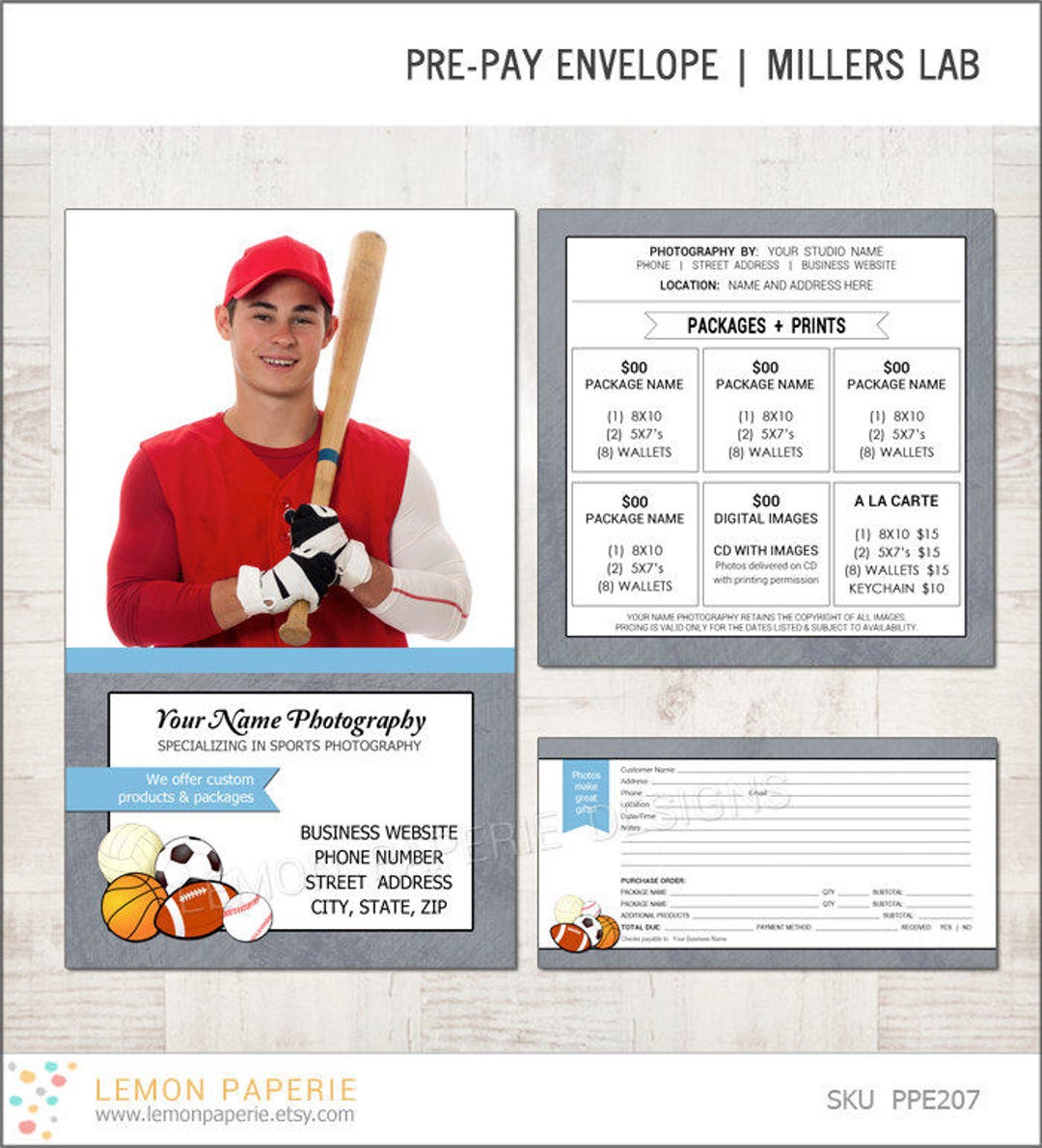 Pre-pay Envelope and Mini-session Template for Millers - Sports Mate ...