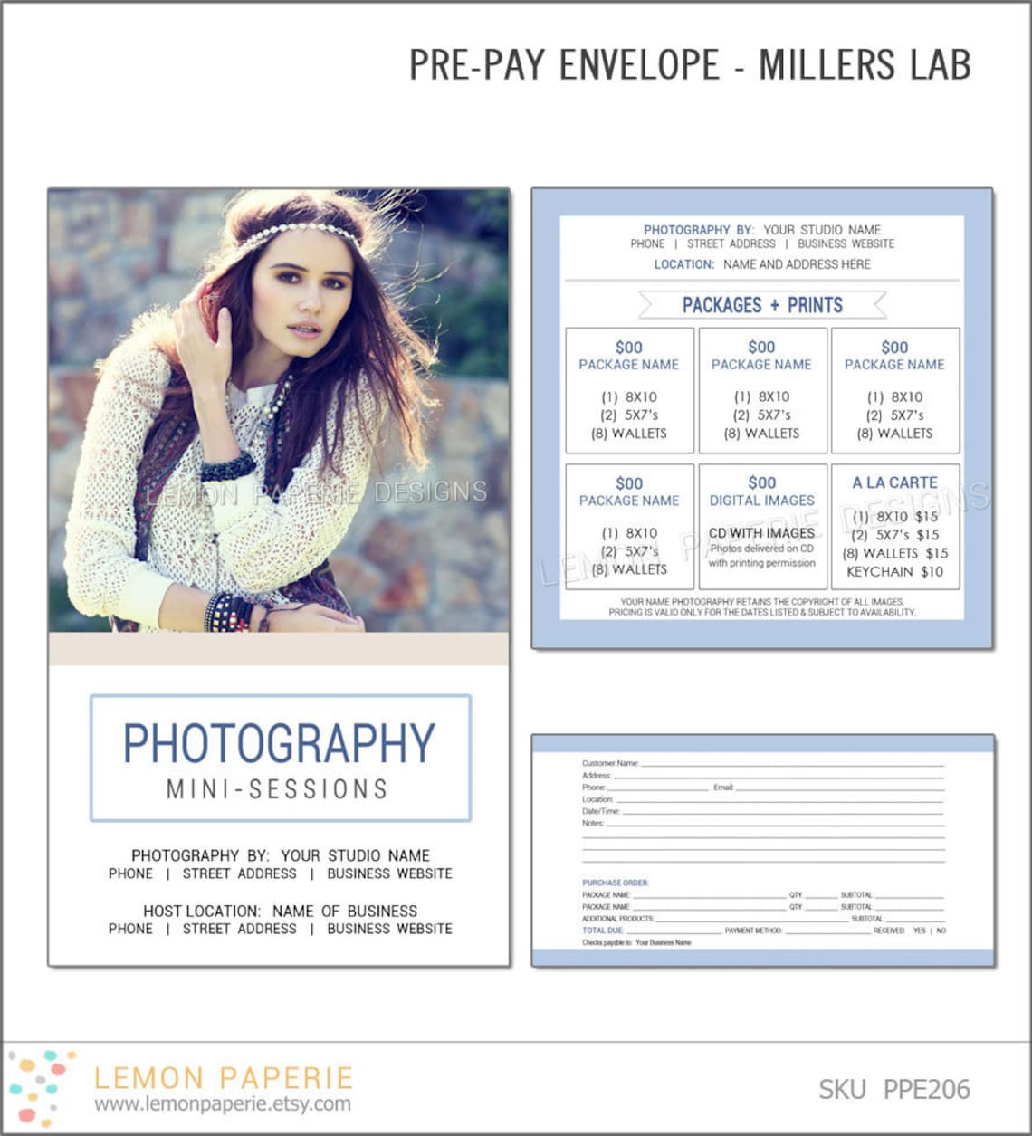 Pre-pay Envelope and Mini-session Template for Millers - PPE206 ...
