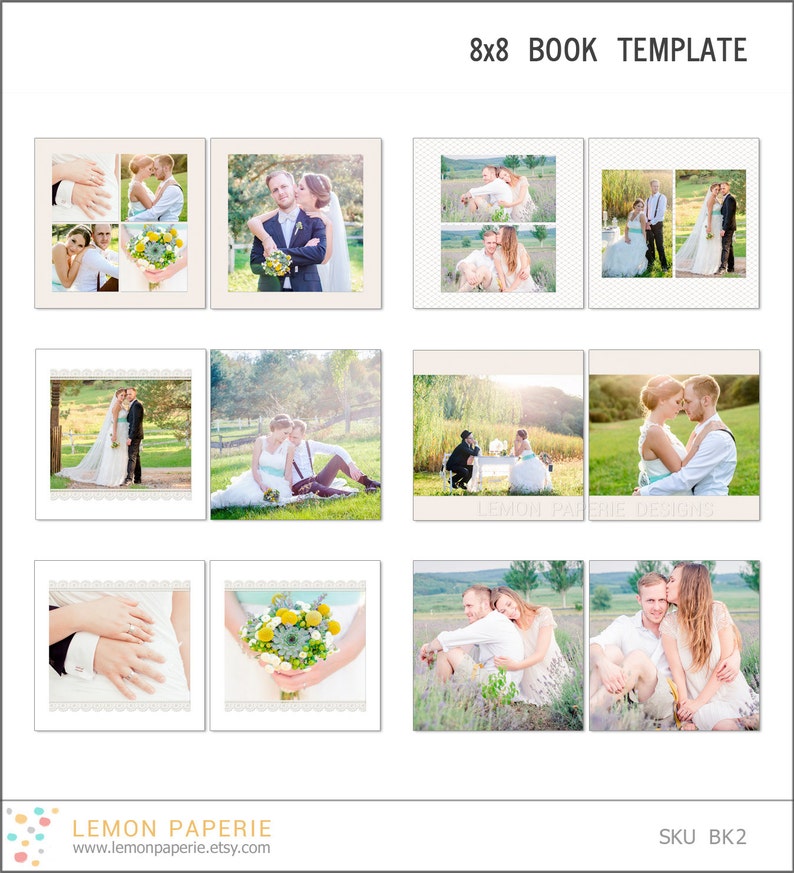 SALE 8x8 Book Template - Elegant Lace - BK2 - INSTANT DOWNLOAD - Etsy