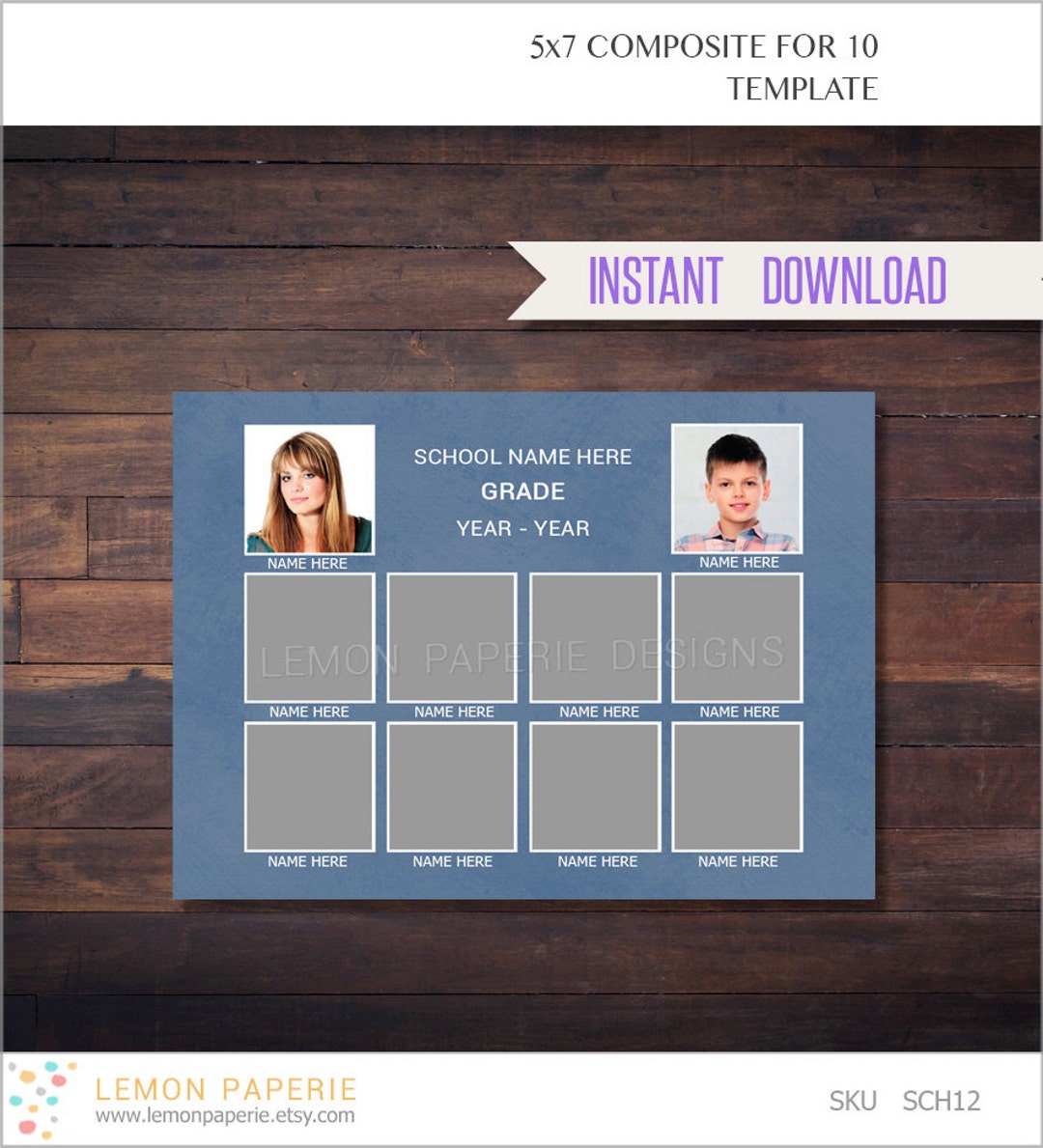5x7 Class Composites for 10, Photoshop Templates, INSTANT DOWNLOAD ...