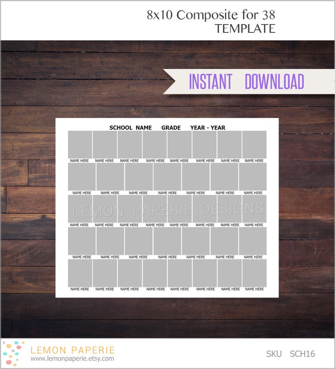 8x10 Class Composites for 38, Photoshop Templates, INSTANT DOWNLOAD ...
