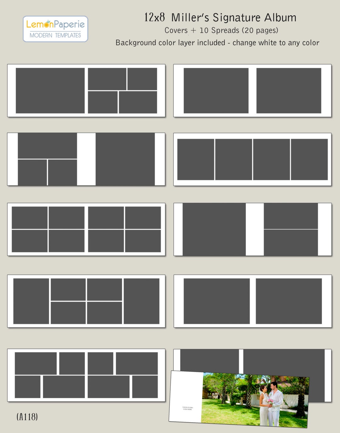 SALE 12x8 Millers Signature Album Templates (A118) INSTANT DOWNLOAD - Etsy