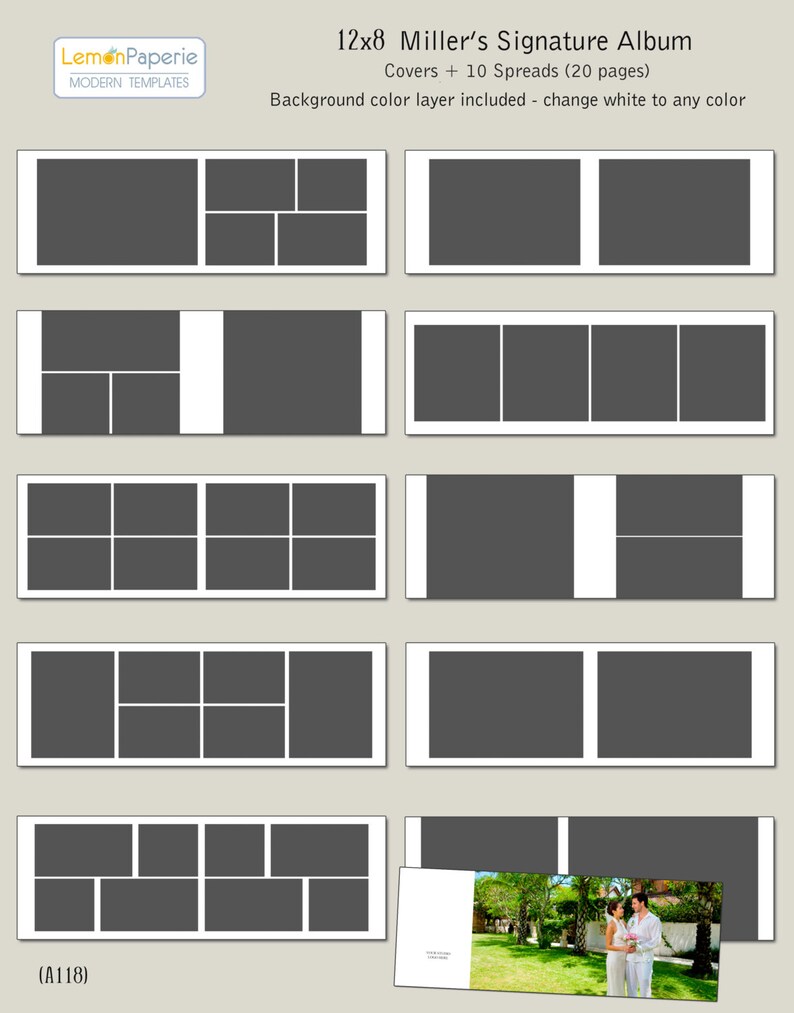 SALE 12x8 Millers Signature Album Templates (A118) INSTANT DOWNLOAD - Etsy