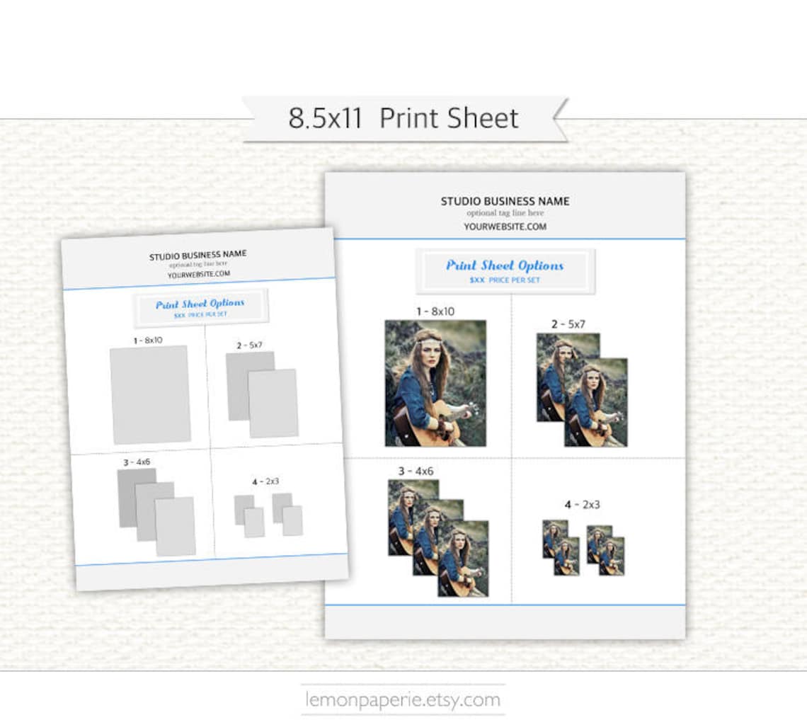 8.5x11 Print Sheet, Photoshop Template - PT202 - INSTANT DOWNLOAD - Etsy
