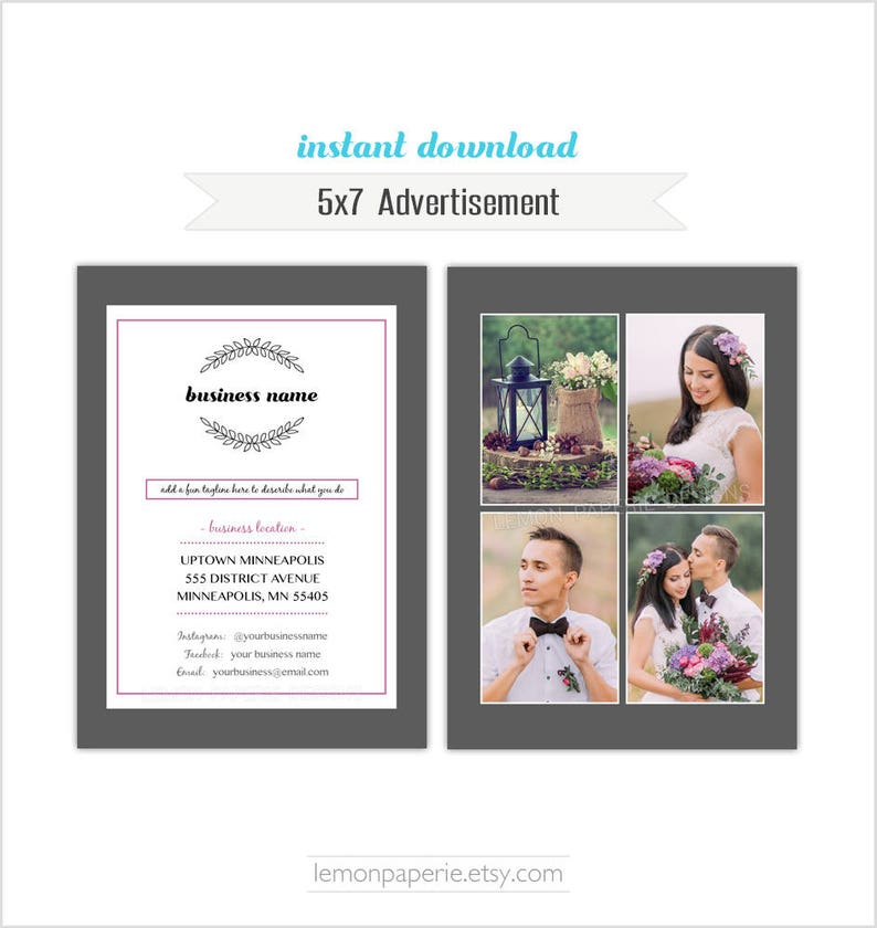 5x7 Advertisement Template, Mini Session, Brochure, PSD Photoshop ...
