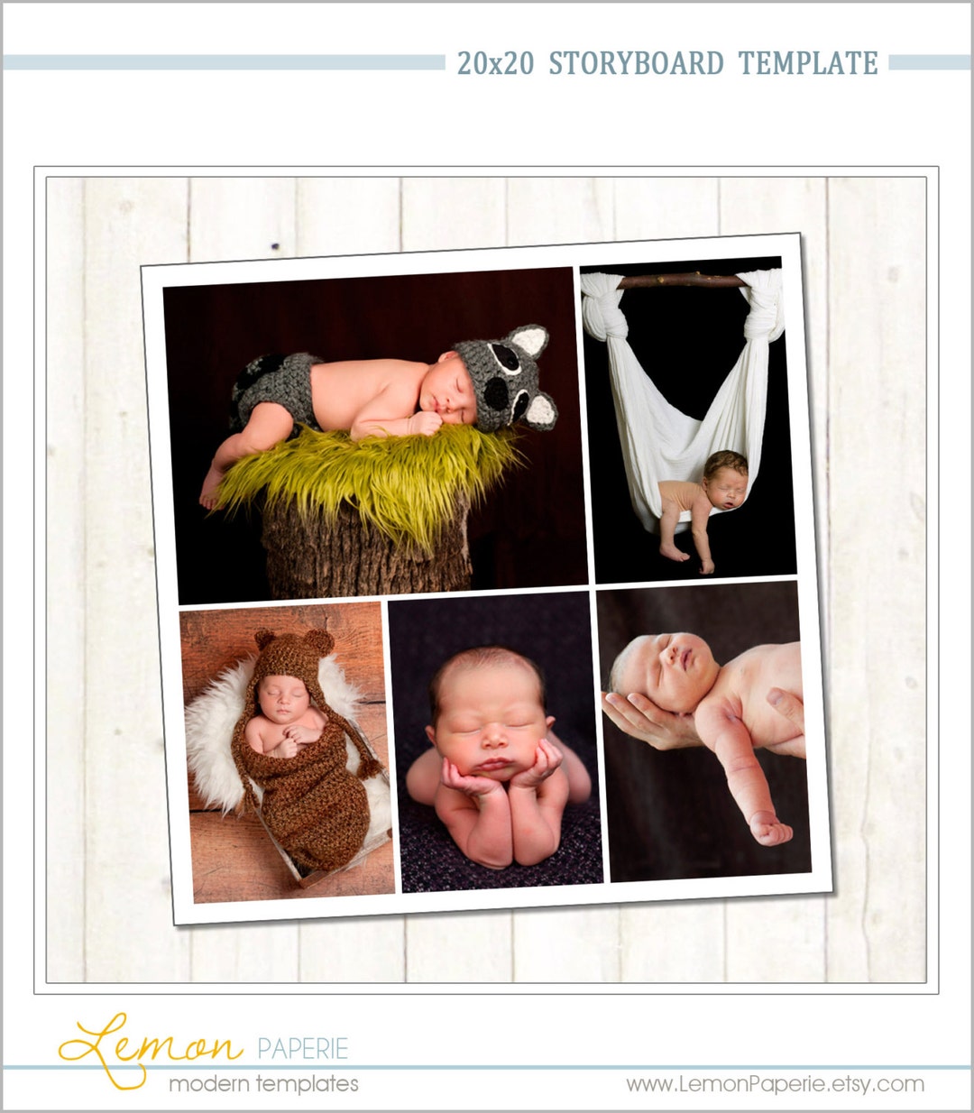 20x20 Storyboard Template, Psd Photoshop Template, Collage Template ...