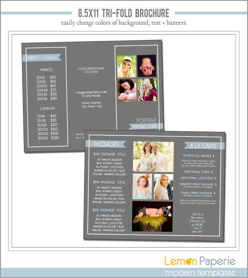 8 5x11 Tri fold Brochure Template Psd Photoshop Template Etsy UK