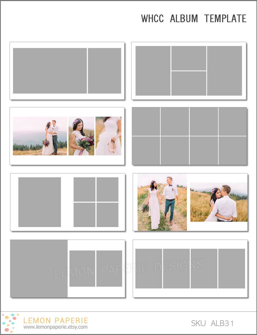 SALE 8x8 WHCC Album Template 60 Page - Includes 12x12, 10x10, 8x8, 6x6 ...