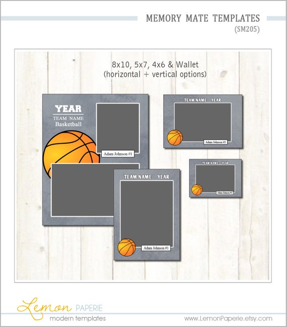 Basketball Memory Mate Templates Sports Template PSD | Etsy