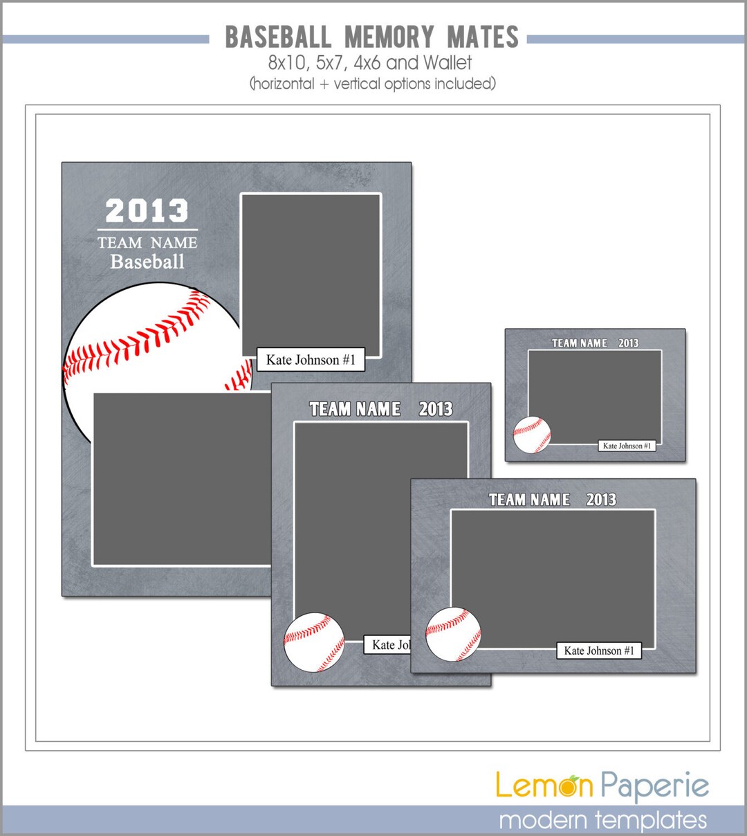 Baseball Memory Mate Templates, Sports Template, PSD Photoshop Template ...