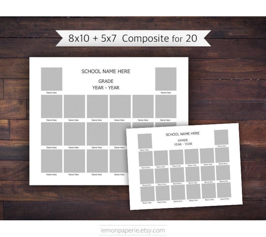 8x10 and 5x7 for 20, Class Composite, Memory Mate, Photoshop Template ...