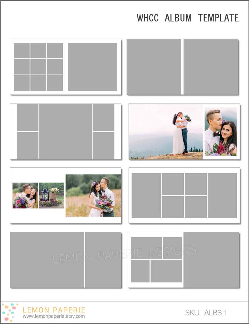 SALE 6x6 WHCC Album Template 60 Page - Includes 12x12, 10x10, 8x8, 6x6 ...