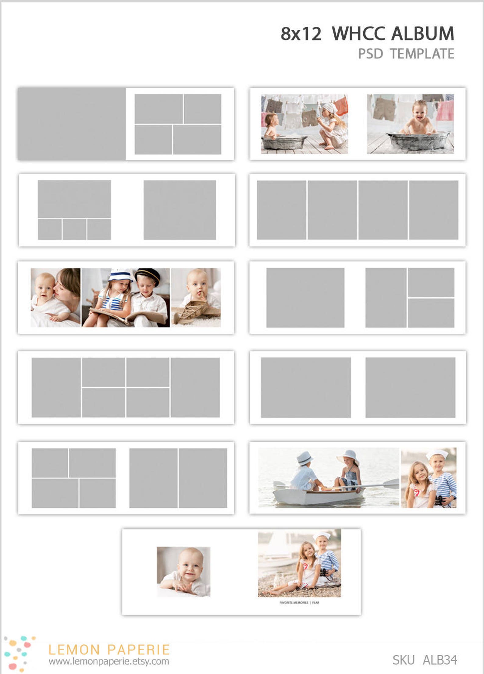 8x12 WHCC Press Printed Album Template, Instant Download (sku Alb34) - Etsy