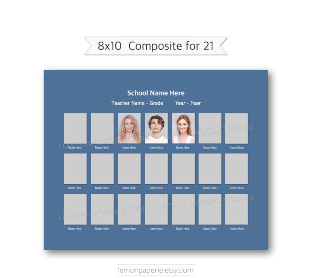 8x10 Class Composite for 21, Photoshop Templates, INSTANT DOWNLOAD ...