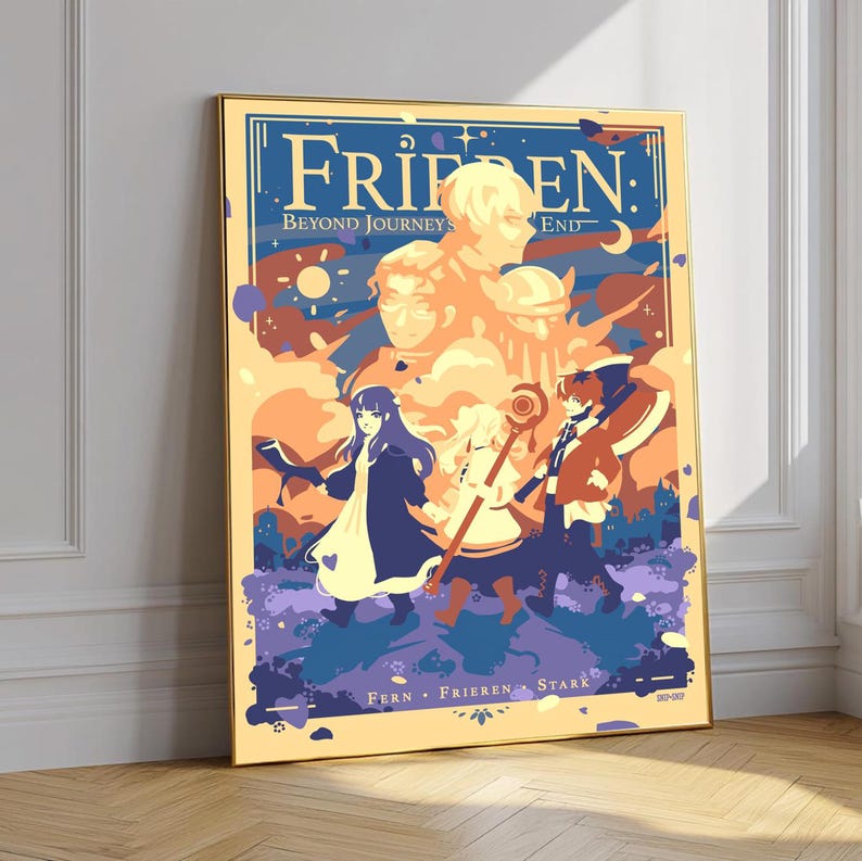 Frieren Beyond Journey's End Anime Poster, Magical Landscape Wall Art ...