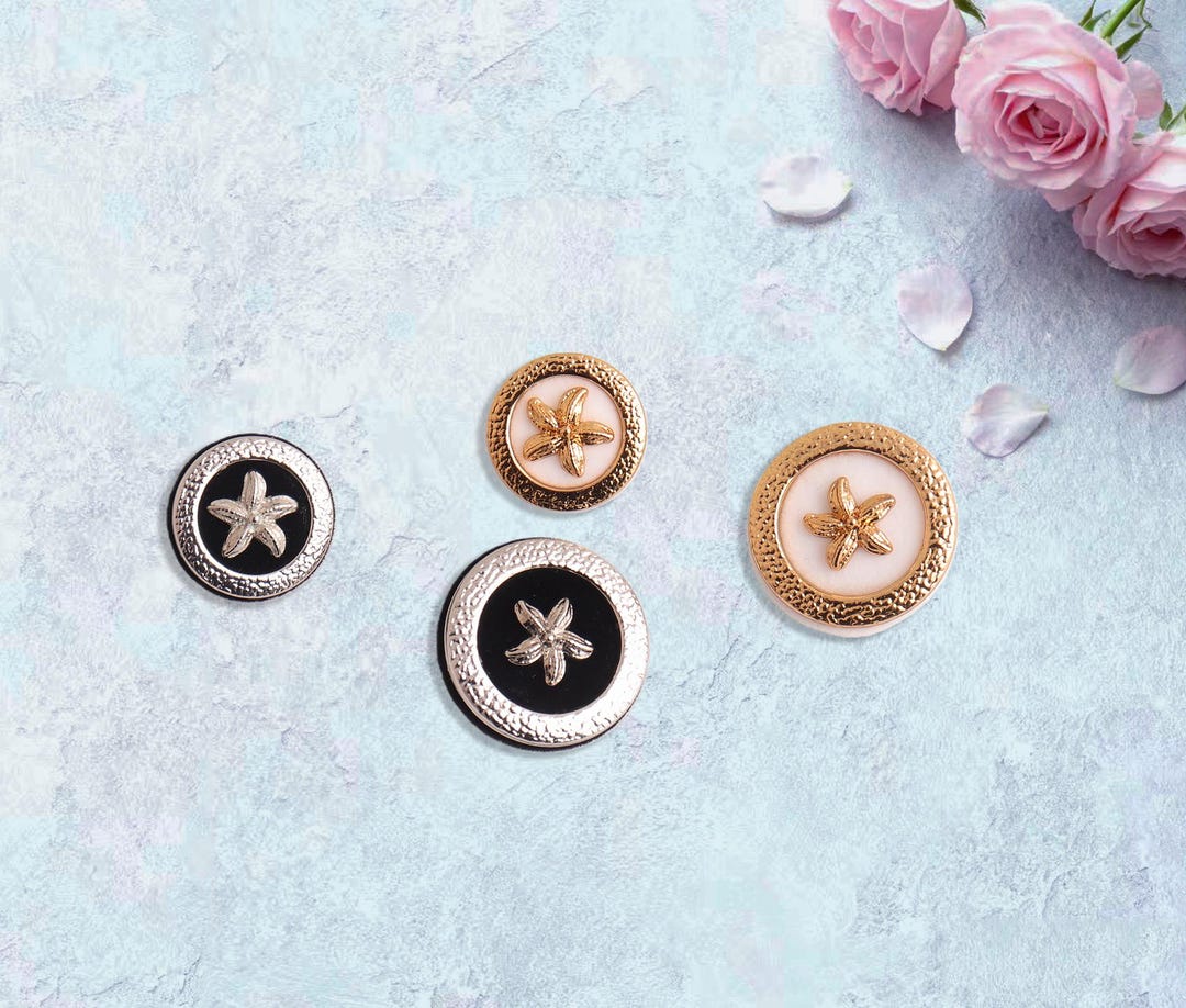 Flocked Star Metal Buttons, Gold Silver Alloy Craft Supplies (18/23mm ...
