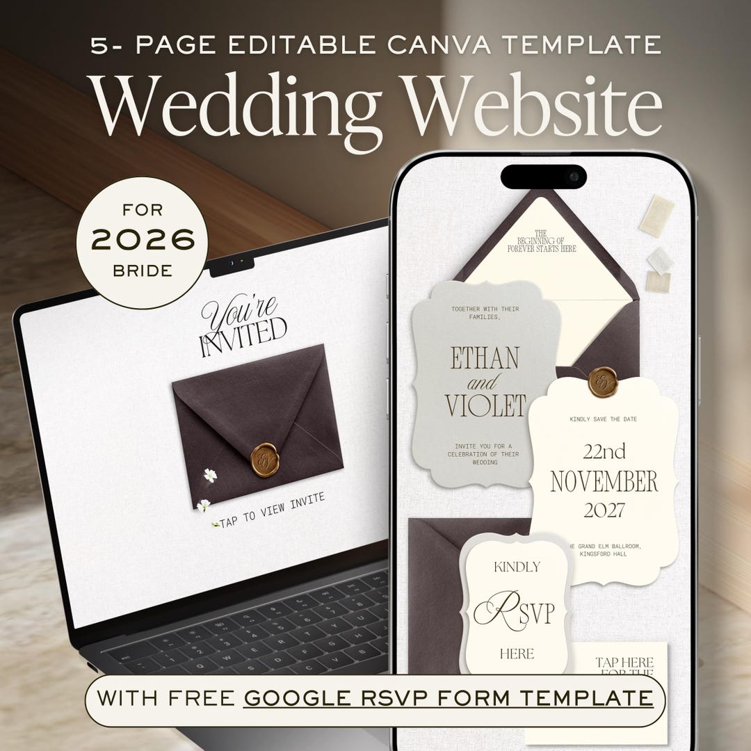 Brown and Ivory Wedding Website Template | Canva Editable Template With ...