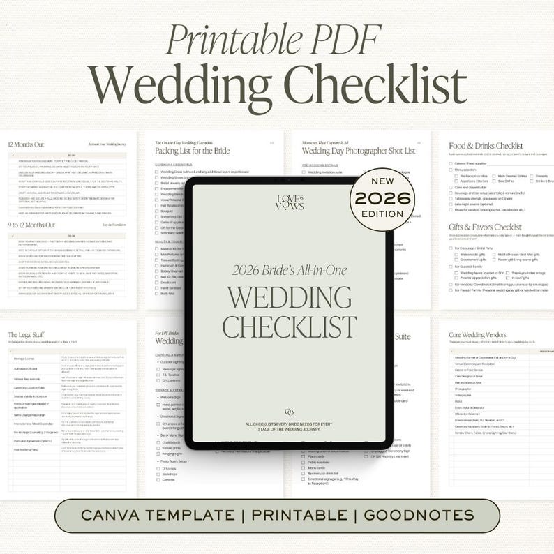 2026 Wedding Checklist PDF | All-in-one Wedding Planning Checklist ...