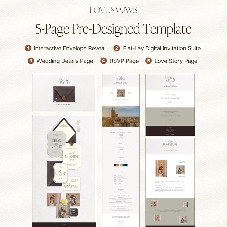 Brown and Ivory Wedding Website Template | Canva Editable Template With ...