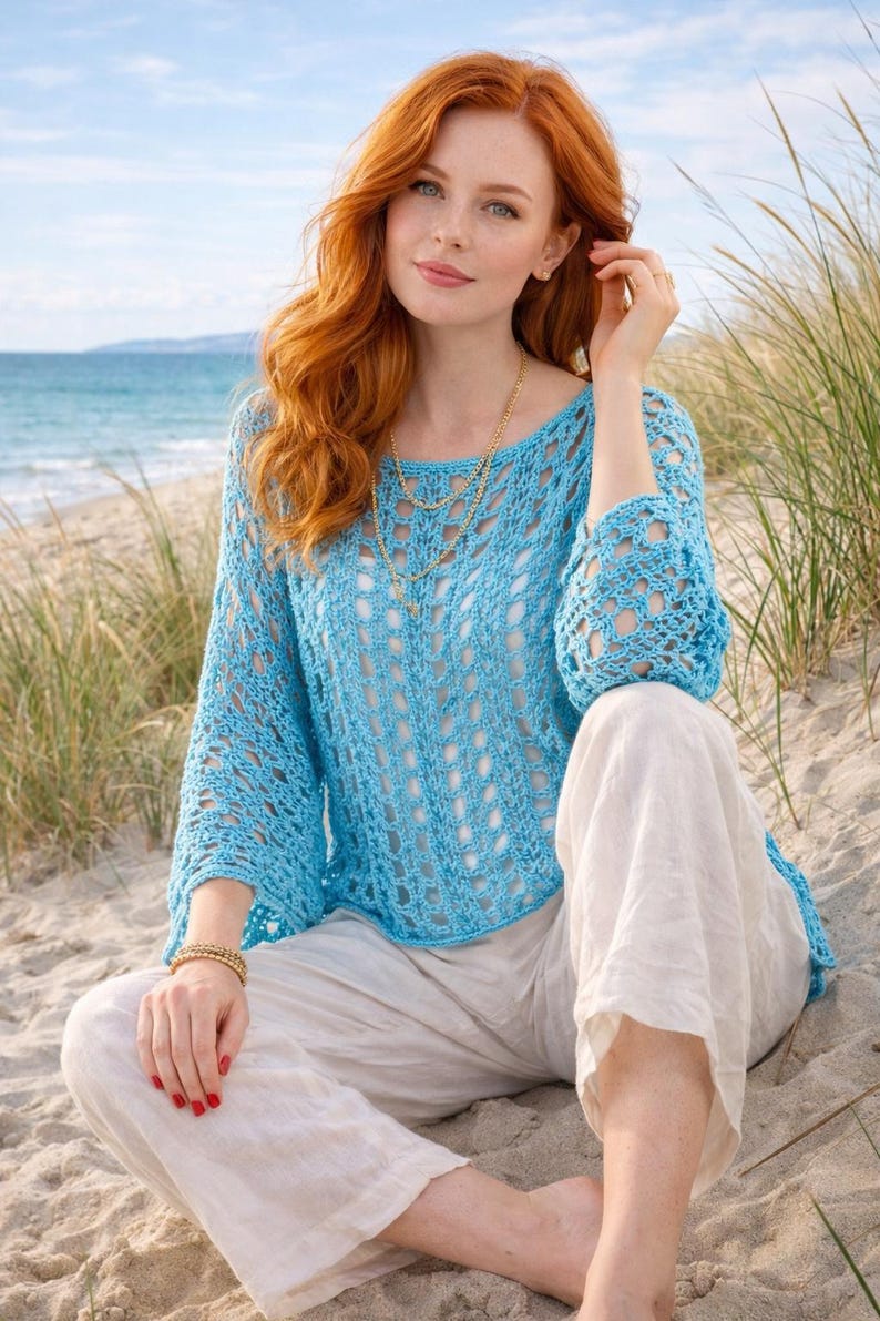 Coastal Lace Crochet Pattern Top: Beginner Beach Crochet Top, Crochet ...