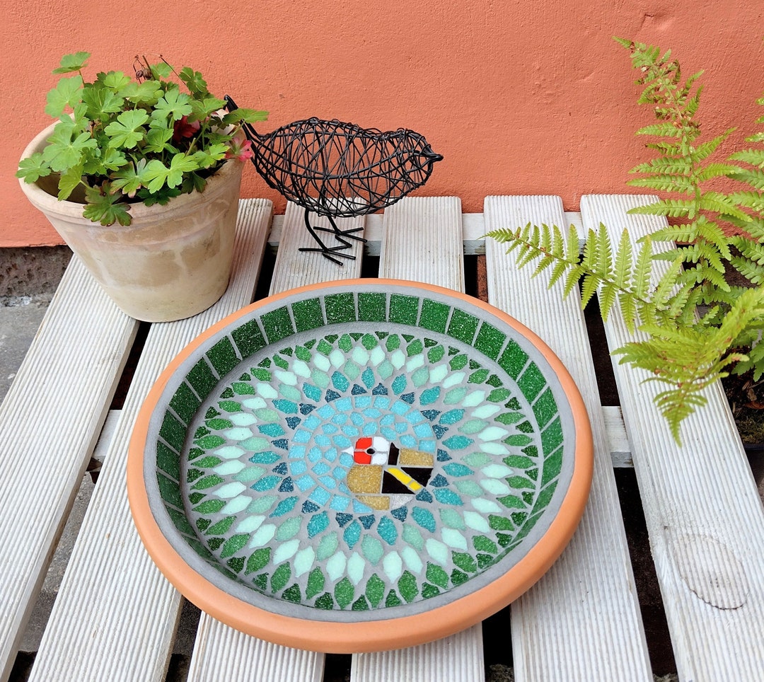 Goldfinch Feathered Friend Mosaic Garden Bird Bath Yard Decoration Ornament Water Dish Saucer - Etsy