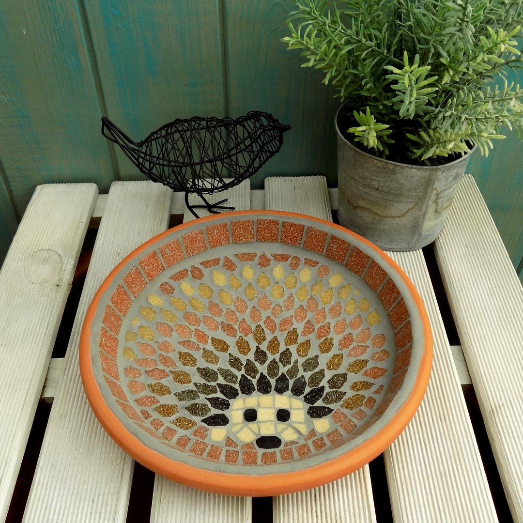 Récolte Hérisson Mosaïque Jardin Cour Oiseau Bain D'eau Ornement ...
