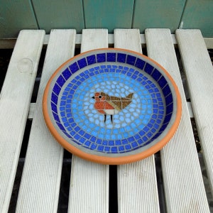 Robin Reflection Mosaic Garden Bird Bath Yard Decoration Ornament Water ...
