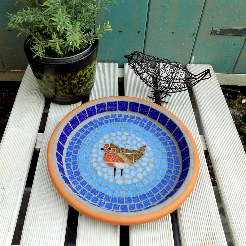 Robin Reflection Mosaic Garden Bird Bath Yard Decoration - Etsy