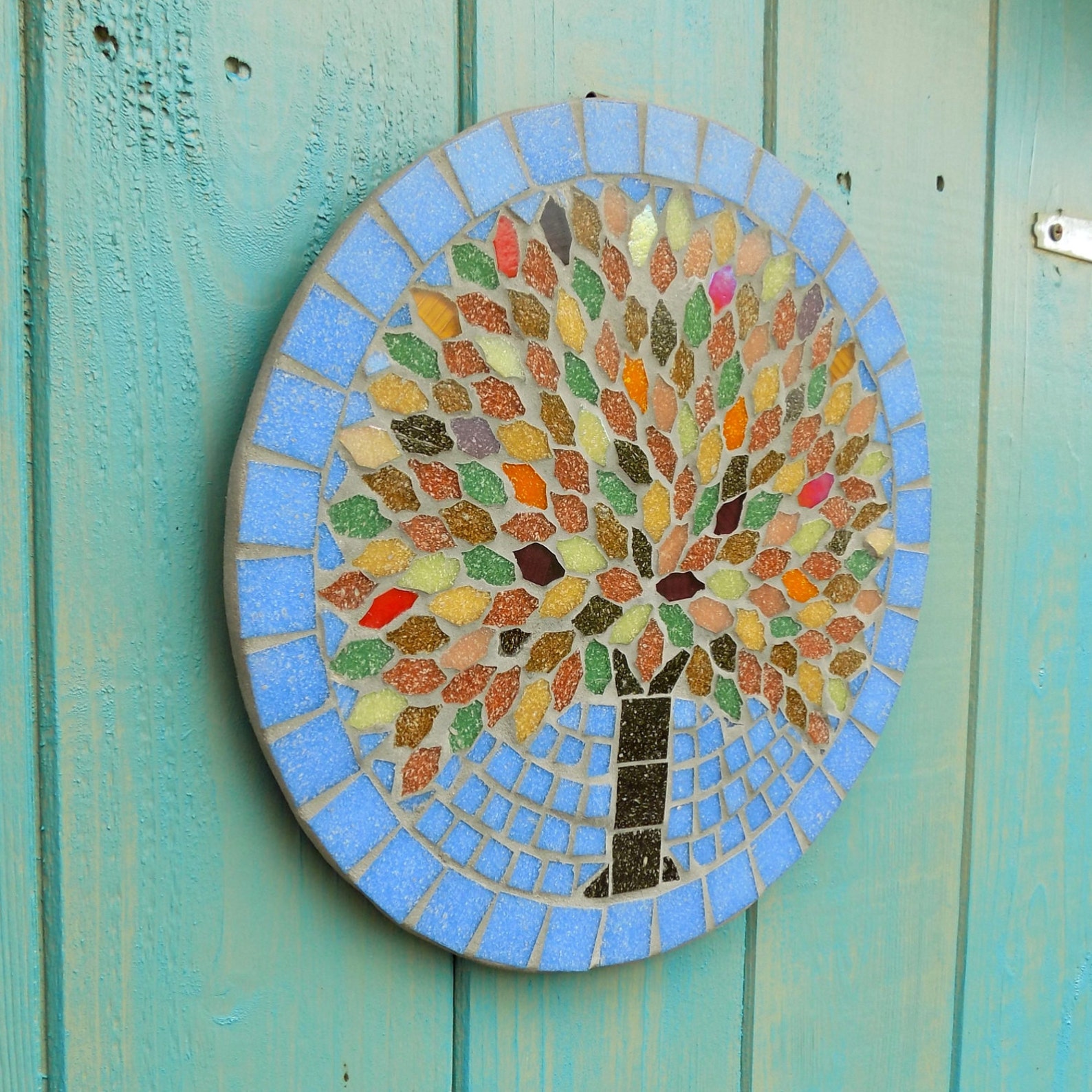 Autumn Jewel Tree Mosaic Garden Yard Hanging Plaque Ornament Decoration ...