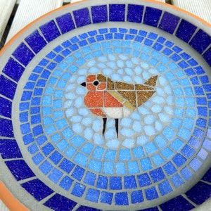 Robin Reflection Mosaic Garden Bird Bath Yard Decoration Ornament Water ...