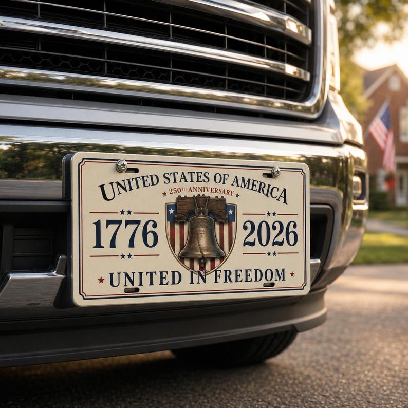 USA 250th Anniversary License Plate, Patriotic America Decor, Fourth of ...