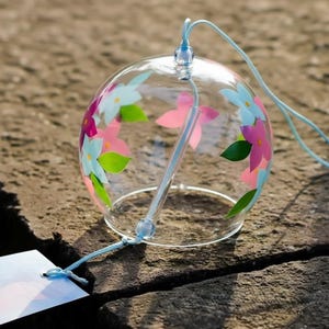 Japanese Sakura Glass Wind Chime Kawaii Wind Bell Floral Room Decor ...