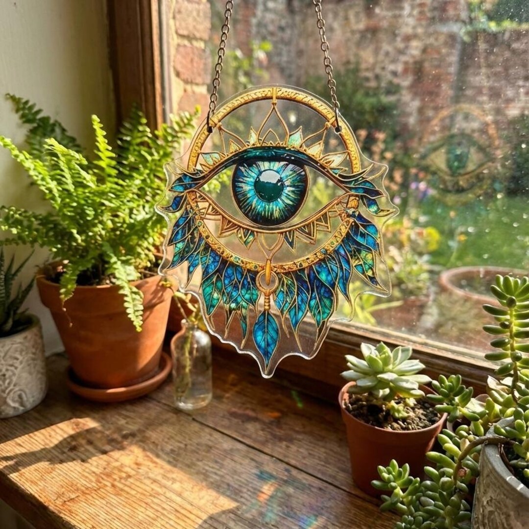 Evil Eye Wind Chime Wall Hanging 2D Flat Plastic Mystical Eye Decor ...