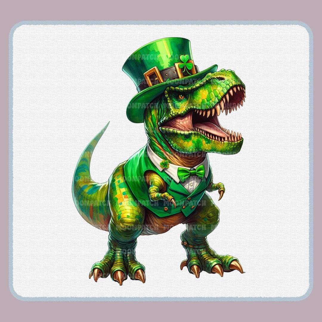 St Patricks Day PNG, Dinosaurs St Patricks Day Watercolor PNG ...