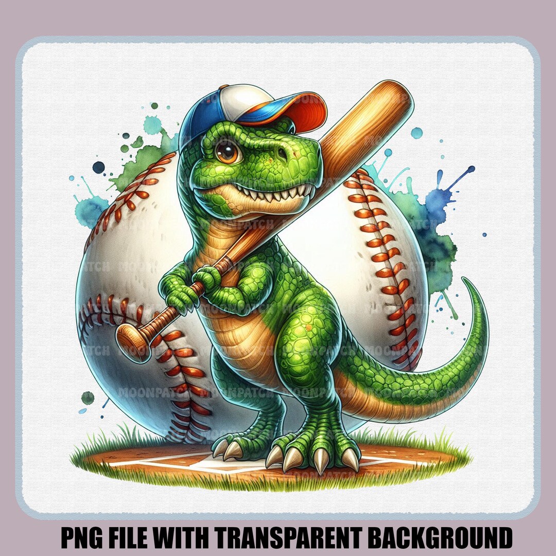 Dinosaur Baseball PNG, Baseball, Retro Baseball Png,baseball Dinosaur ...