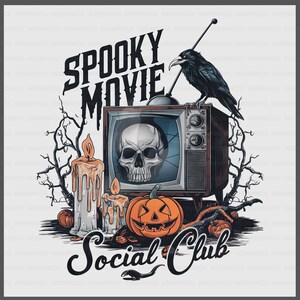 Spooky Movie Social Club PNG, Spooky Season Png, Retro Halloween Png ...