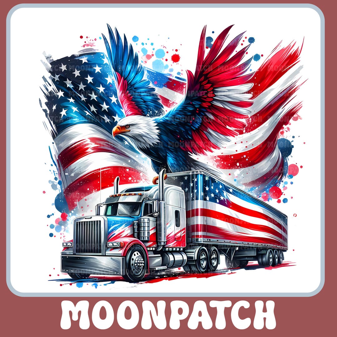 Semi Truck Eagle Flag , Semi Truck America Flag Watercolor, Semi Truck ...