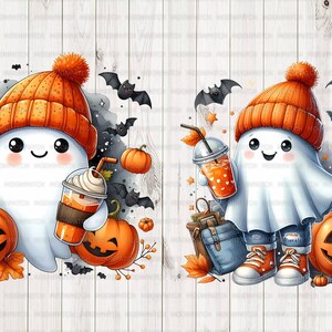 2 Cute Ghost Png, Cute Ghost, Spooky Ghost PNG, Halloween Png, Coffee ...