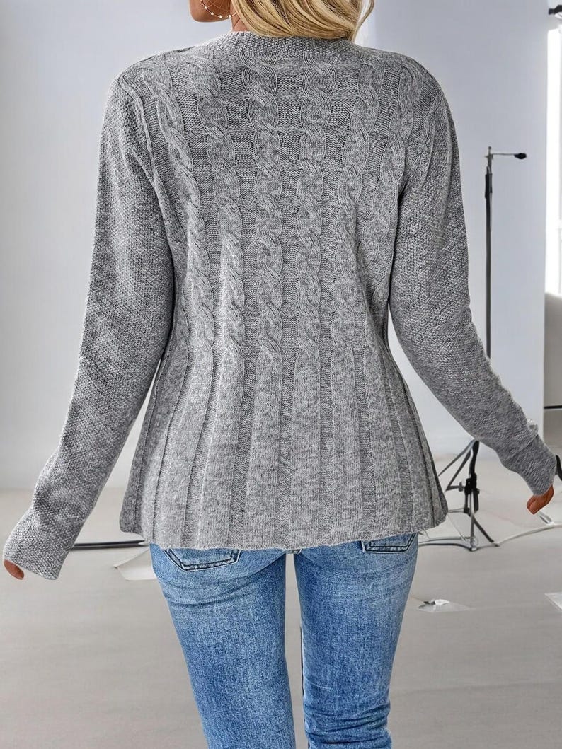 Women’s Solid Knit Cardigan Sweater – Long Sleeve Cozy Autumn & Winter ...