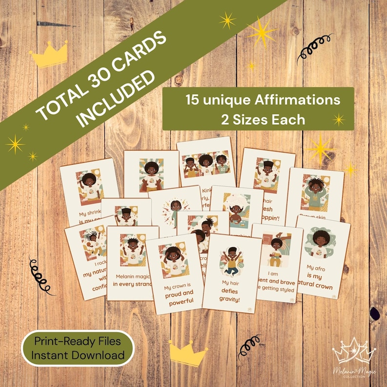 Black Boy Hair Affirmations Cards | Natural Hair Confidence for Kids ...