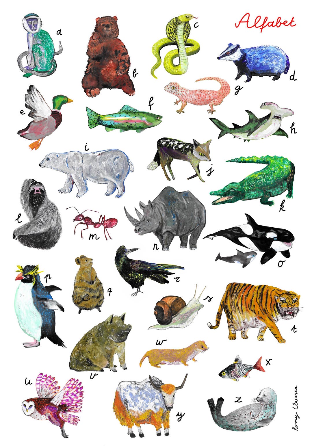 Alphabet Animal Poster - Etsy