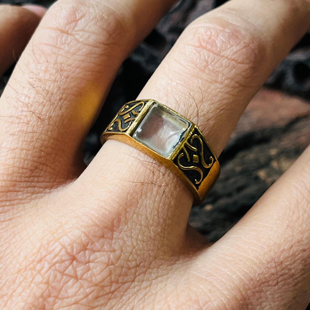 Clear Quartz Signet Ring | Square Stone Signet Ring | Gold Plated Brass ...