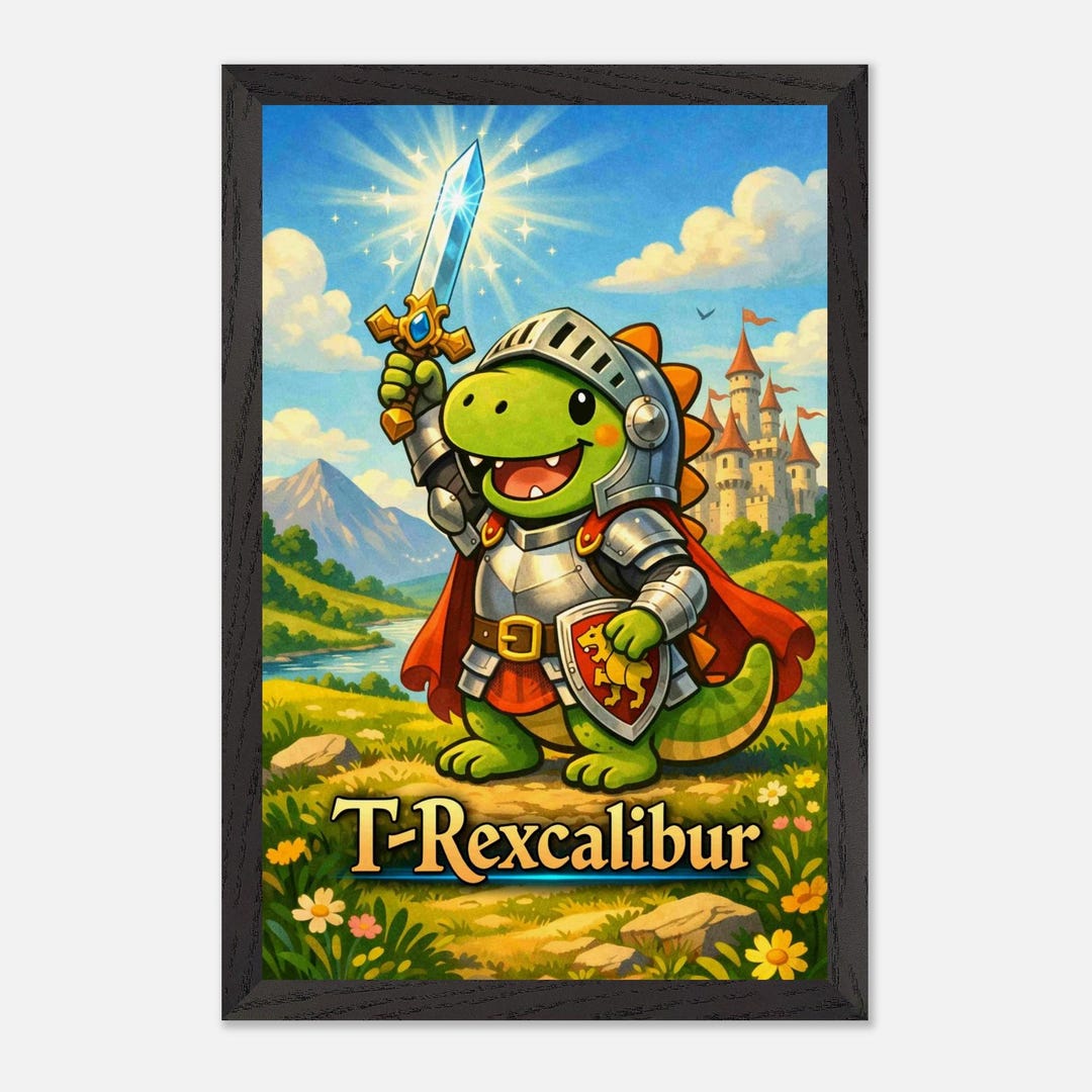 T-rexcalibur – Alex the T-rex Knight Art Print | Funny Medieval Dino ...