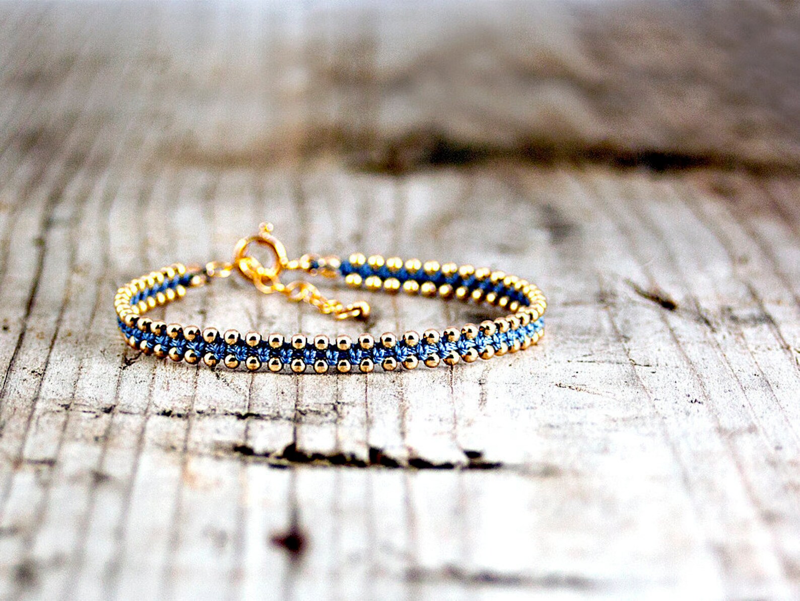 Friendship Bracelet Light Blue and Gold,dainty Bracelet,handmade ...
