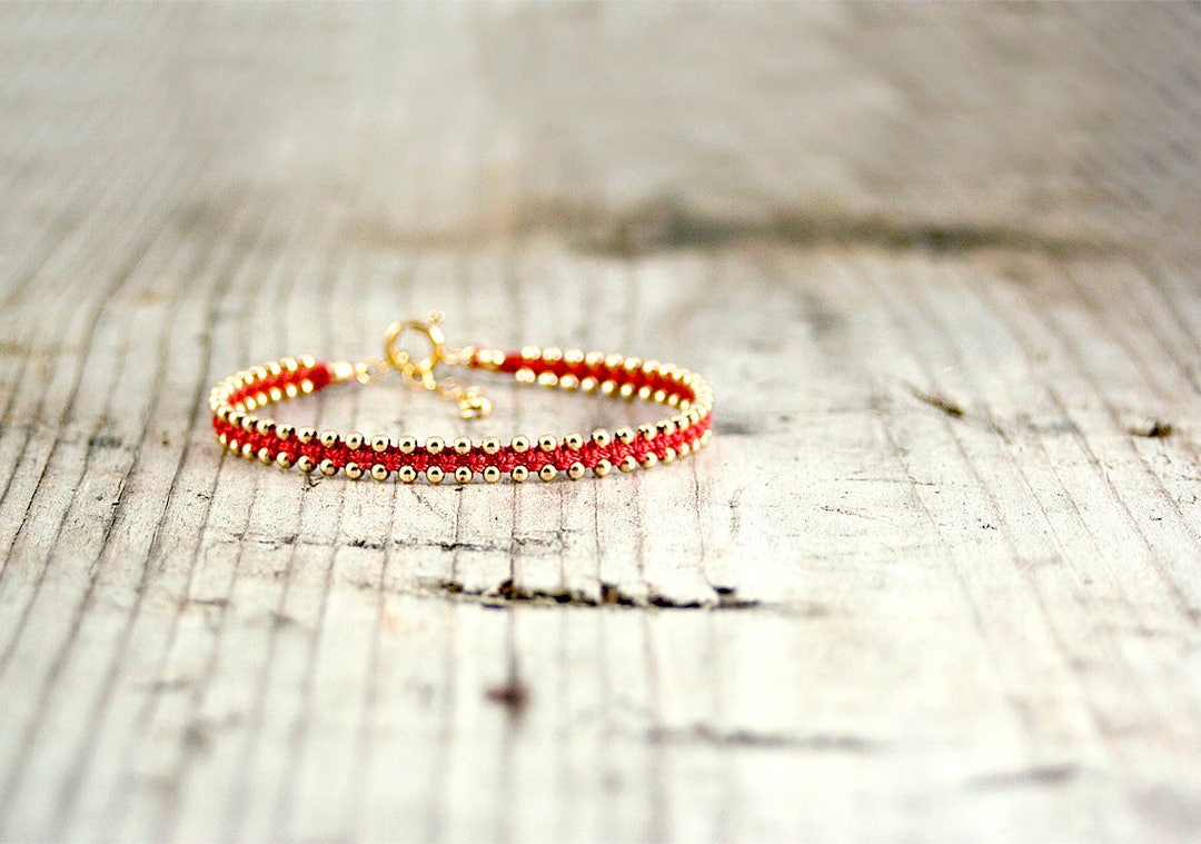 Red String Bracelet / Macrame Bracelet / Red Thread Bracelet / Cool ...