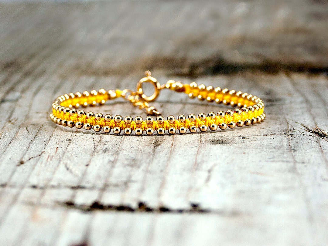 Friendship Bracelet Yellow and Gold,dainty Bracelet,handmade Beaded ...
