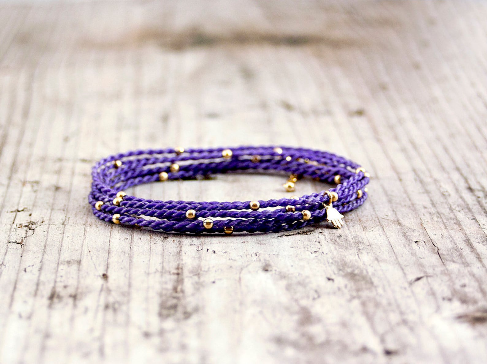 Gold and Purple Wrap Bracelet,stack Bracelets,khamsah,hand of Fatima ...