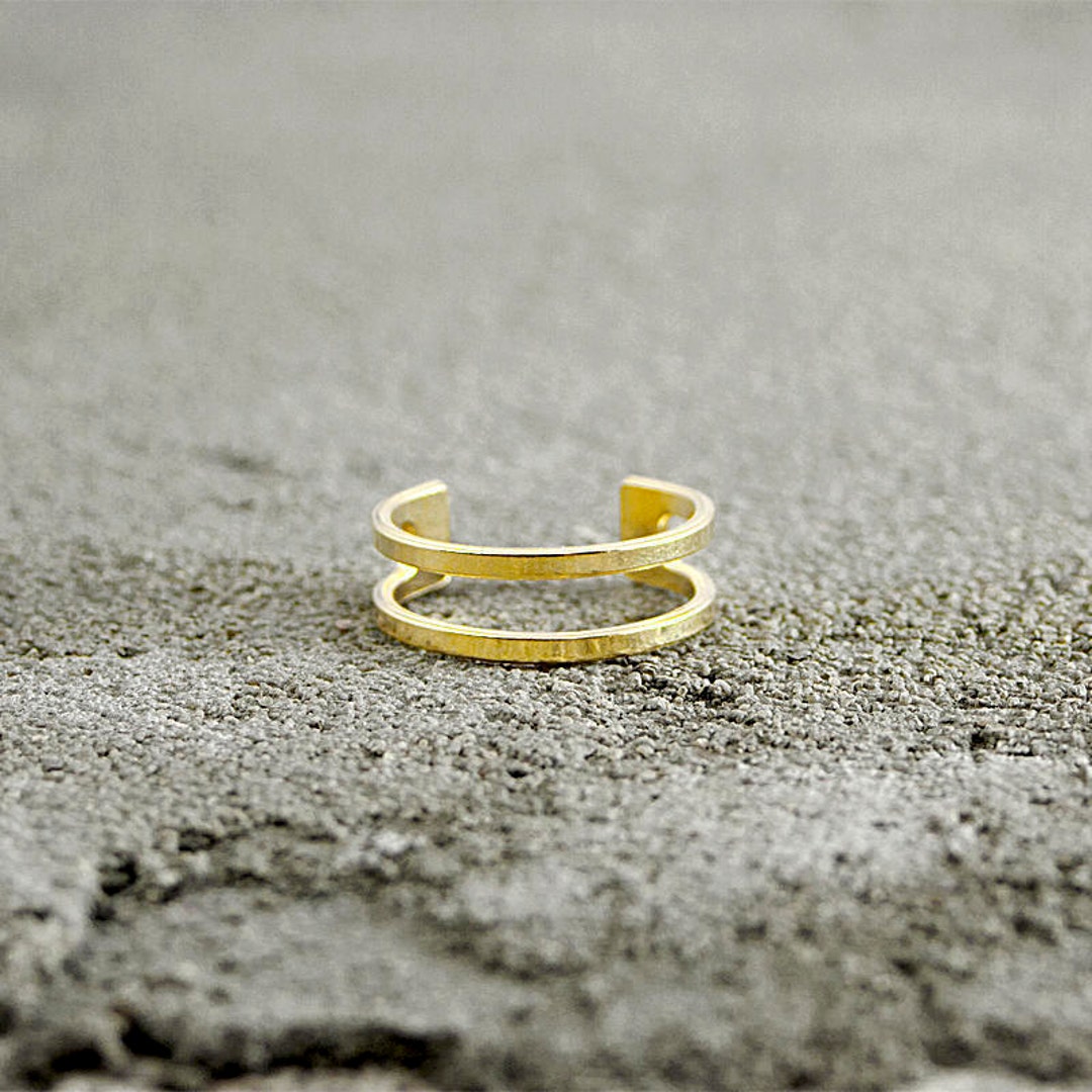 Double Bar Cuff Ring,urban Style,street Chic,layered Ring,industrial ...